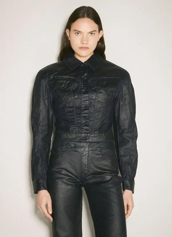 MUGLER Waxed Denim Jacket - Black