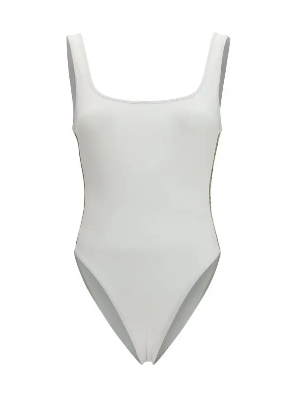 Burberry One-piece Swimsuit With Check Trim - White