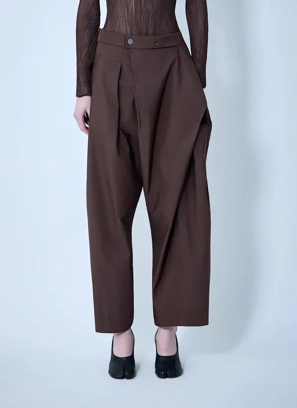 Issey Miyake High-waisted Wide-leg Pleated Trousers - Brown