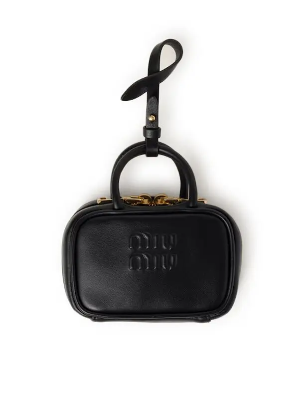 Miu Miu Leather Trick With Embossed Logo - Black