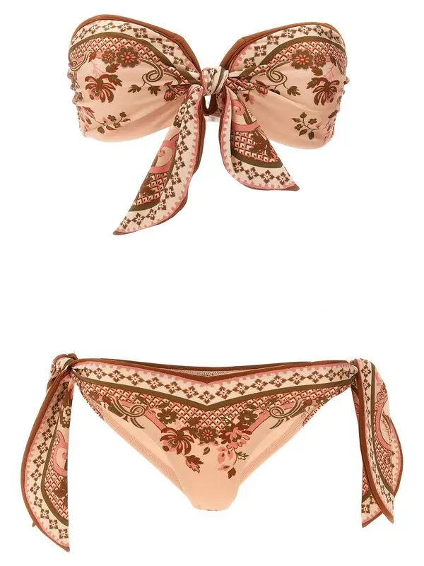 Zimmermann Aster Bikini Two Piece, Halterneck, High Rise - Pink