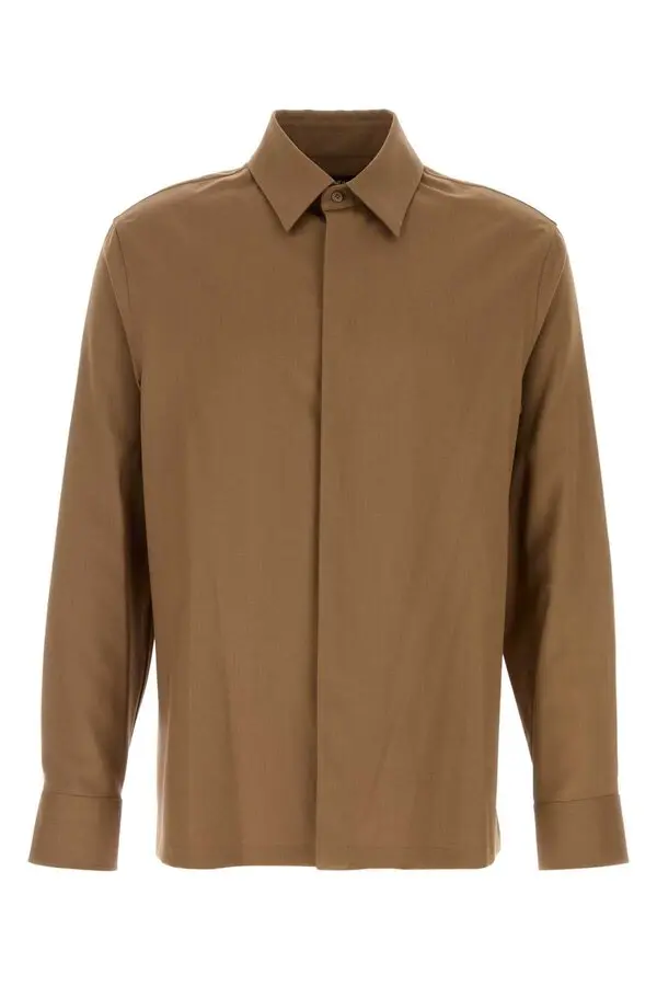 Fendi Camel Wool Shirt - Brown