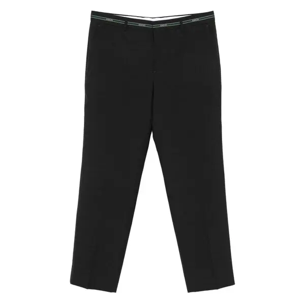Gucci Grey Wool Logo Waistband Trousers
