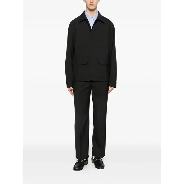 Gucci Grey Wool Logo Waistband Trousers