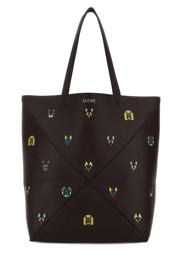 Loewe Chocolate Leather Puzzle Fold Large Shopping Bag - Brown