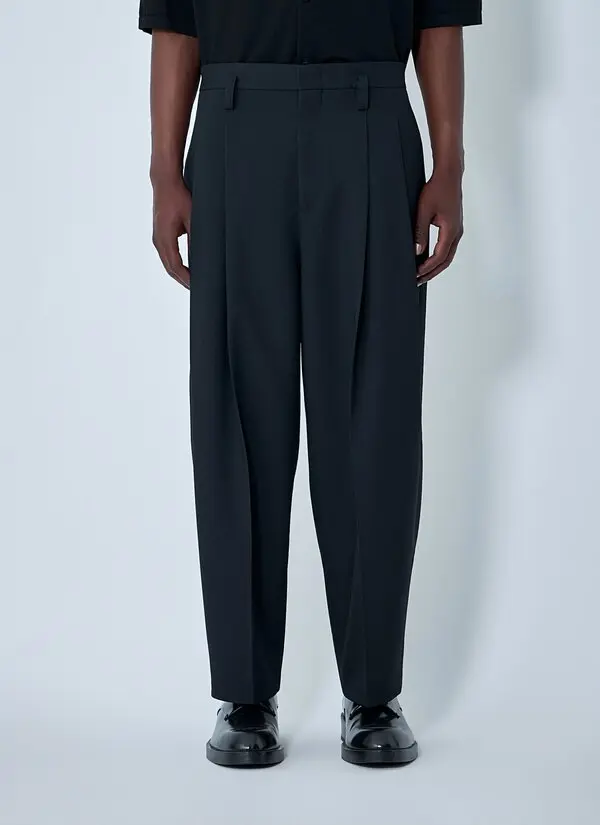 JIL SANDER High-rise Wide-leg Pleated Trousers - Black