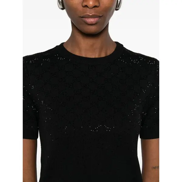 Gucci Embellished Short Sleeve Knit Dress