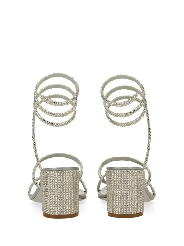 Rene Caovilla Cleo Sandals With Crystals - Silver