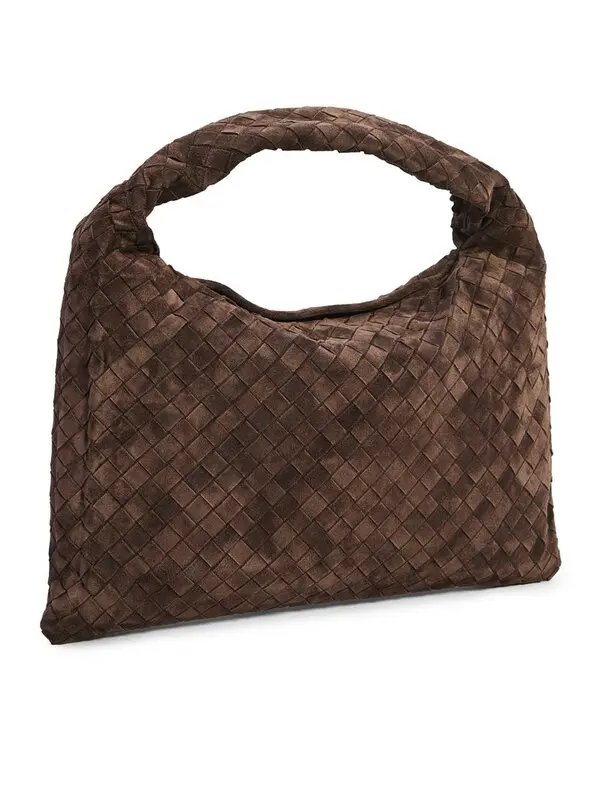Bottega Veneta Suede Woven Top Handle Bag - Brown