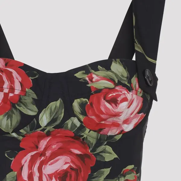Dolce & Gabbana Rose Bouquet Print Sweetheart Neckline Top