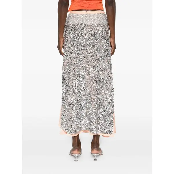 Rabanne Tone Sequin Embellished Straight Skirt With Side Slit