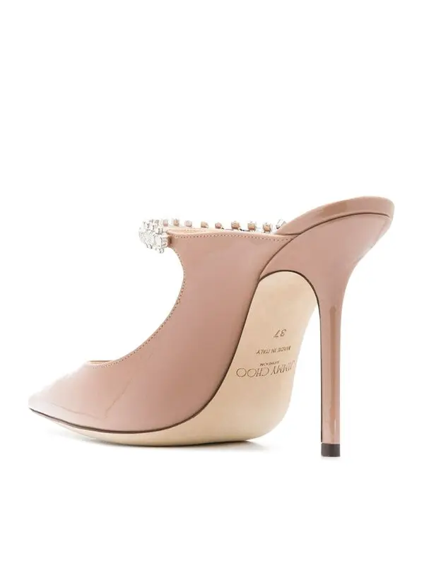 JIMMY CHOO Patent Leather Clog With Crystal Strap - Pink