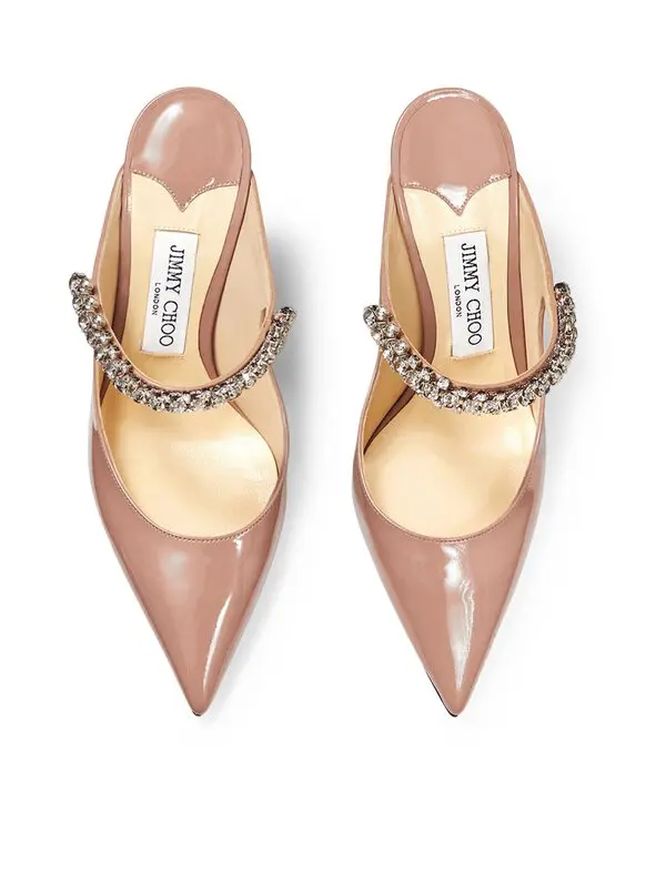 JIMMY CHOO Patent Leather Clog With Crystal Strap - Pink