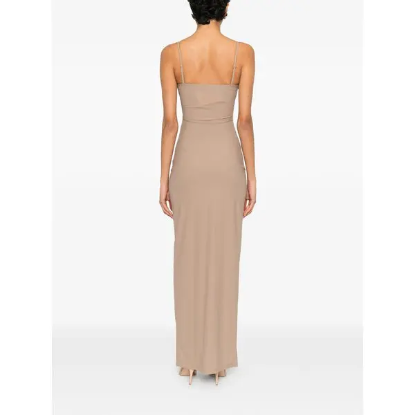 Christopher Esber Beige Ruched Sleeveless Midi Dress