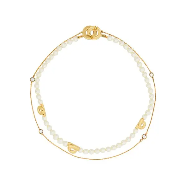 FERRAGAMO Tone Logo Pendant Necklace With Pearls