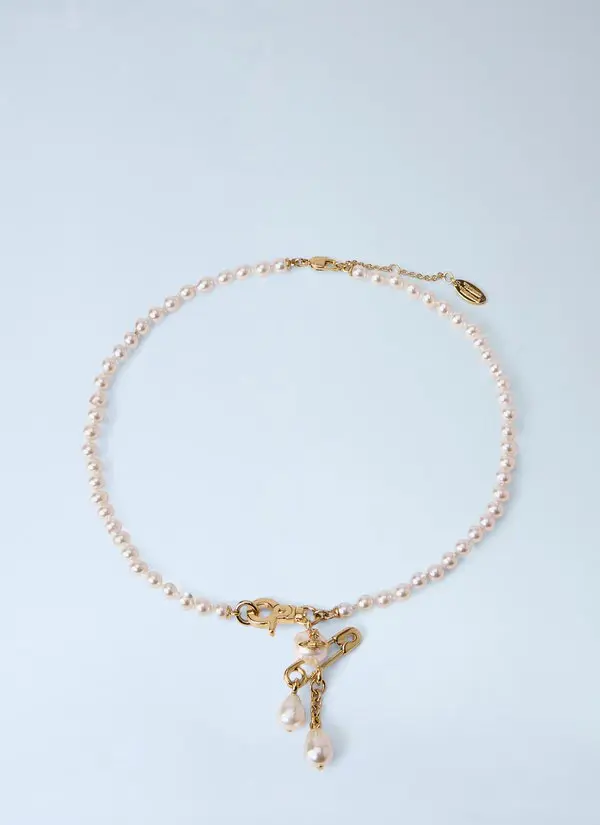 VIVIENNE WESTWOOD Small Claude Pearl Necklace With -tone Charm Accents - Gold