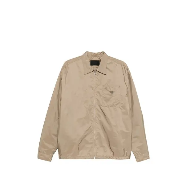 Prada Patch Pocket Logo Plaque Shirt Jacket - Cream