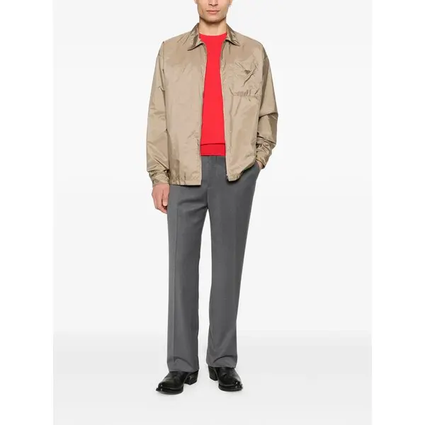 Prada Patch Pocket Logo Plaque Shirt Jacket - Cream