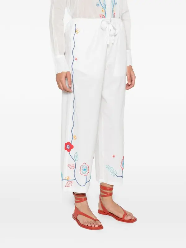 FORTE_FORTE Embroidered Cotton Cropped Trousers