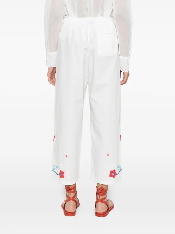 FORTE_FORTE Embroidered Cotton Cropped Trousers
