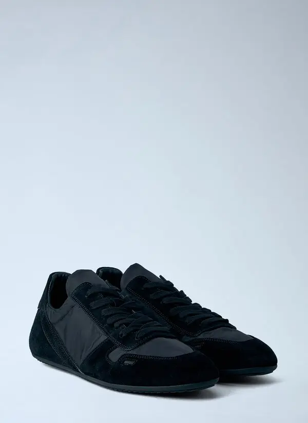 Rick Owens Suede And Nylon Paneled Low-top Sneakers