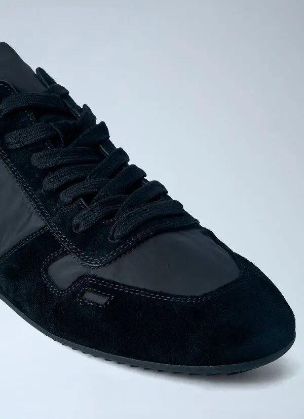 Rick Owens Suede And Nylon Paneled Low-top Sneakers