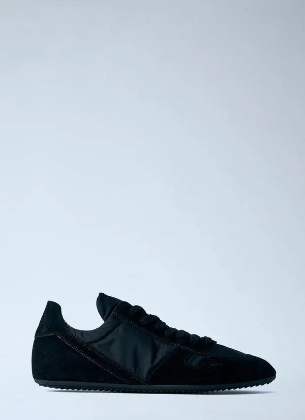 Rick Owens Suede And Nylon Paneled Low-top Sneakers - Black