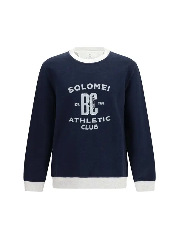 Brunello Cucinelli Long Sleeve Sweatshirt With Graphic Print - Blue