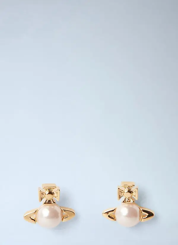 VIVIENNE WESTWOOD Balbina Orb Motif Stud Earrings With Faux Pearl - Gold