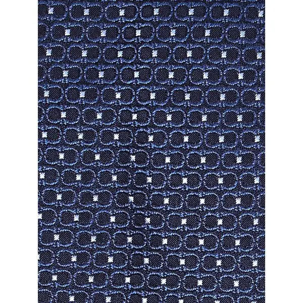 FERRAGAMO Geometric Pattern Silk Neck Tie - Blue