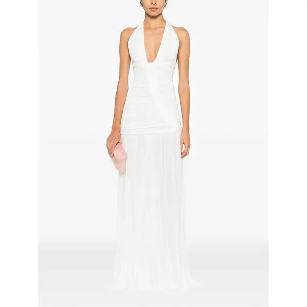 Christopher Esber Pleated Halterneck Drop-waist Gown