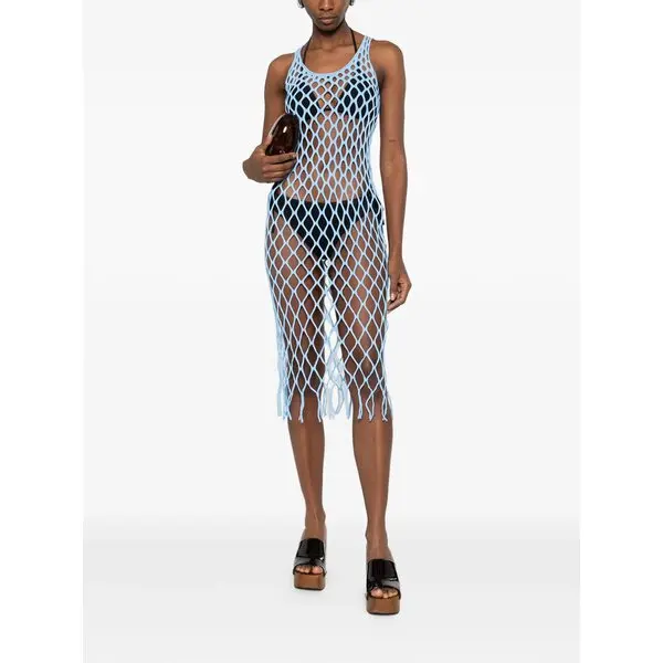 Christopher Esber Open Knit Fringed Hem Dress