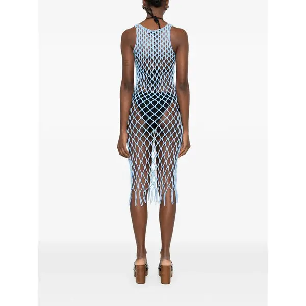 Christopher Esber Open Knit Fringed Hem Dress
