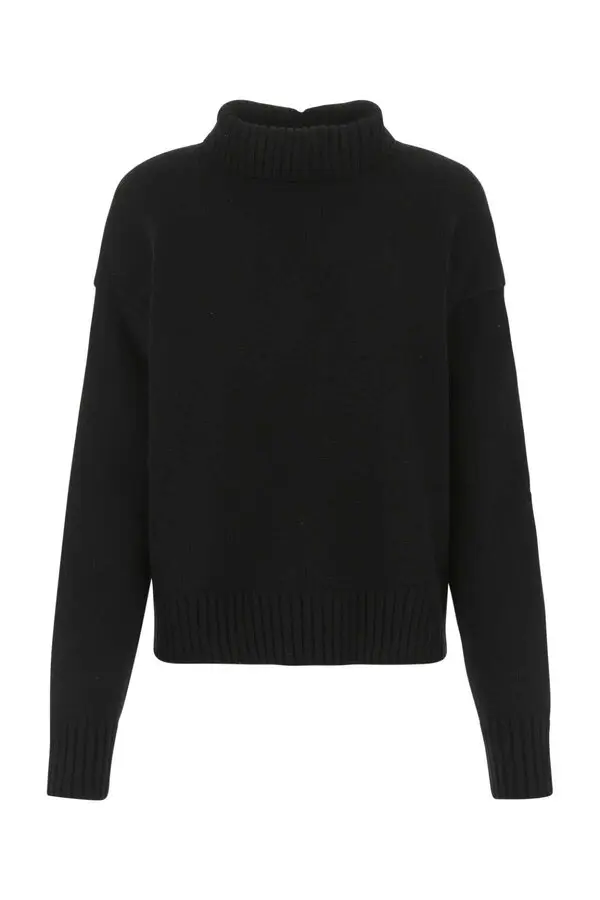 JIL SANDER Cashmere Blend Oversized Sweater - Black