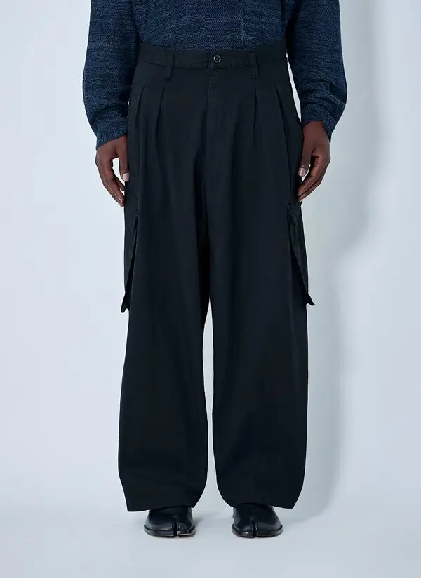 Yohji Yamamoto Wide-leg Cargo Trousers - Black