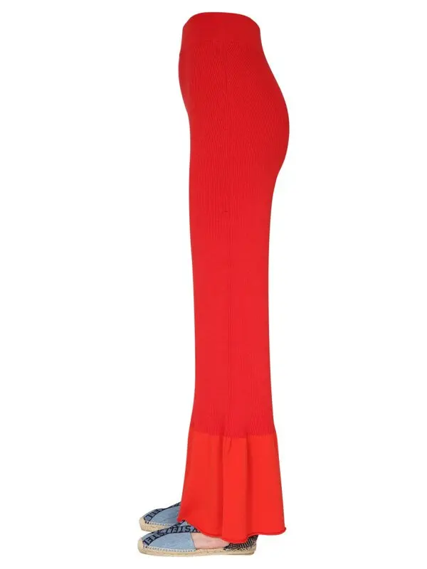 Stella McCartney Ribbed Knit Flared Trousers - Red