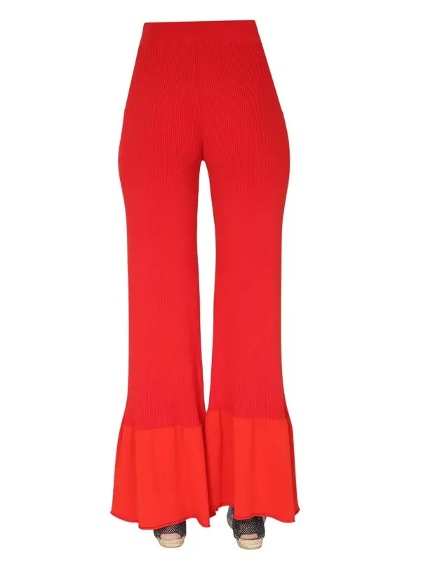 Stella McCartney Ribbed Knit Flared Trousers - Red