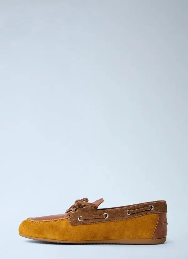 Miu Miu Suede And Leather Boat Shoes - Brown