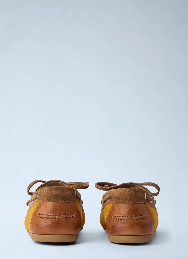 Miu Miu Suede And Leather Boat Shoes - Brown