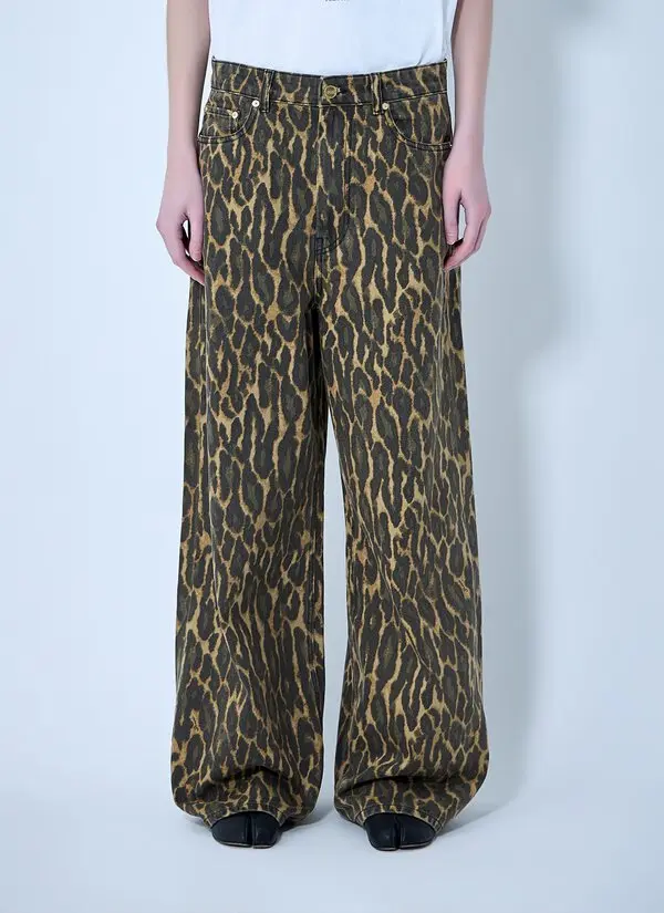 GANNI Printed Wide-leg Denim Jeans - Brown