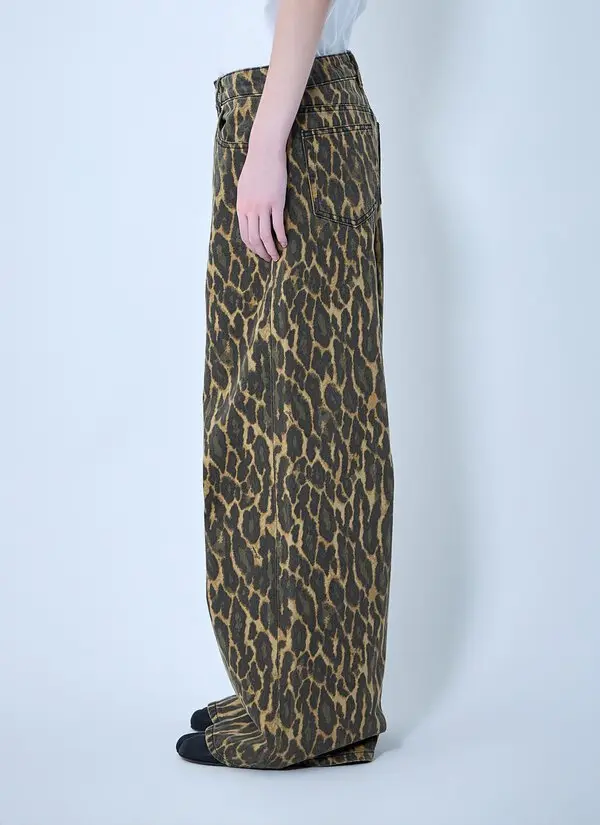 GANNI Printed Wide-leg Denim Jeans