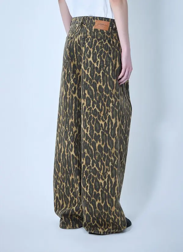 GANNI Printed Wide-leg Denim Jeans