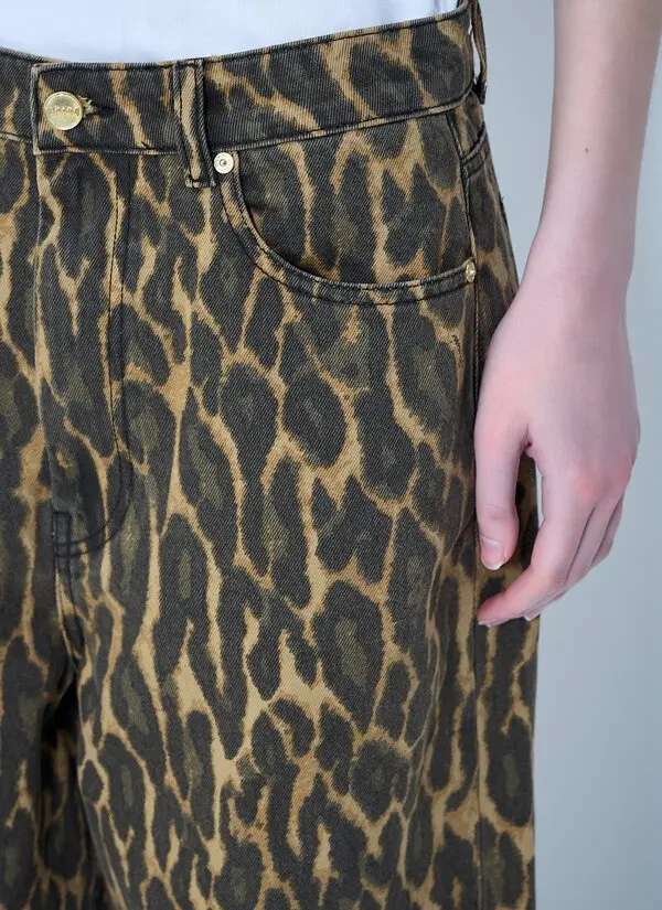 GANNI Printed Wide-leg Denim Jeans