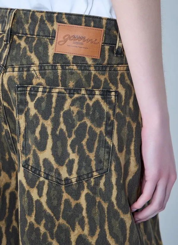 GANNI Printed Wide-leg Denim Jeans