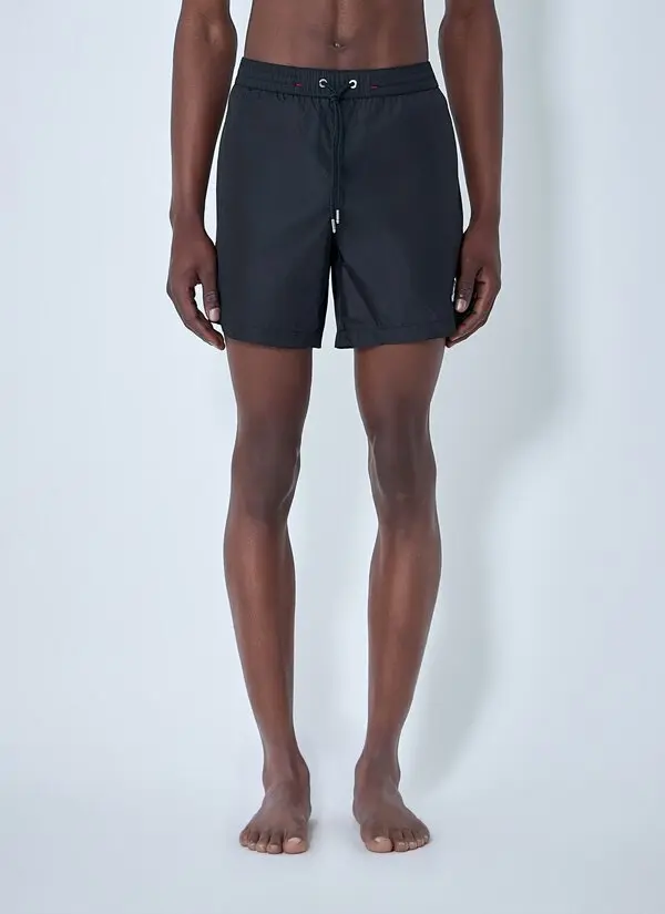 Moncler Elasticated Swim Shorts With Drawstring Waistband - Black