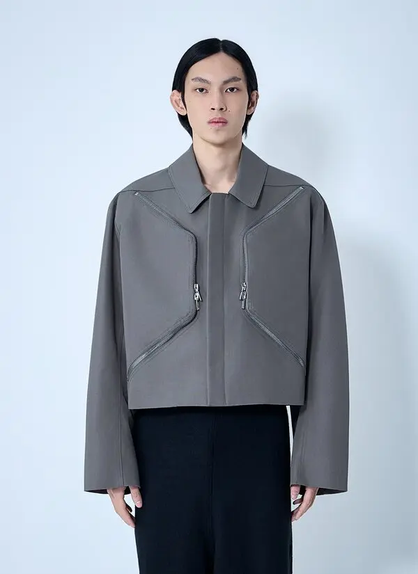 Rick Owens Cropped Zip Jacket - Gray