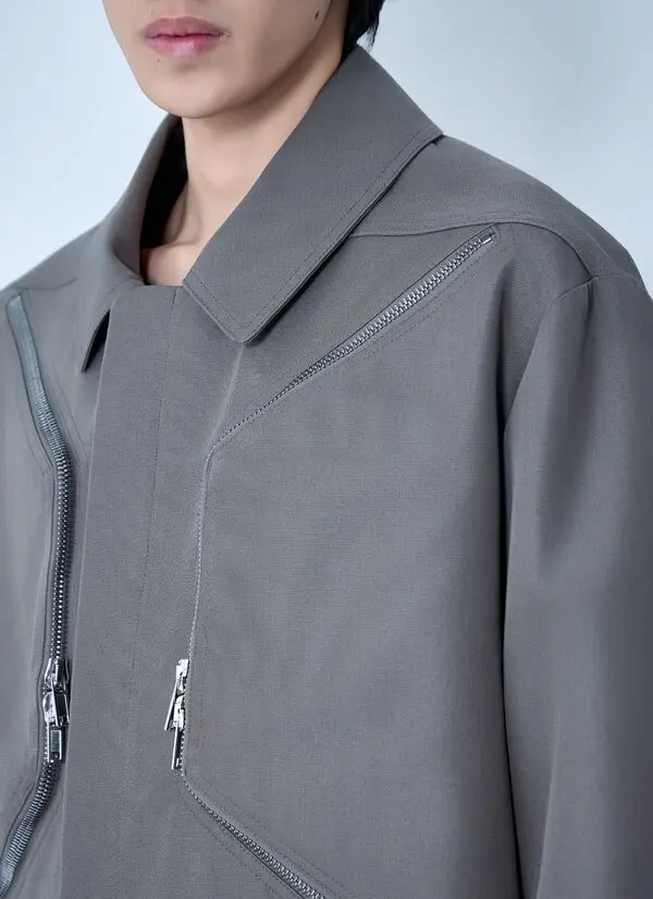 Rick Owens Cropped Zip Jacket - Gray