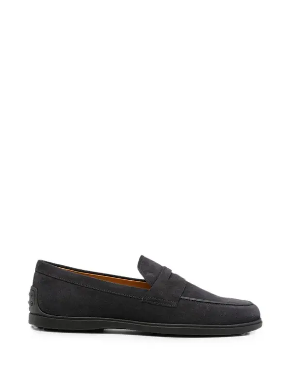 TOD'S Suede Leather Loafers With Penny Strap Detail - Multicolor