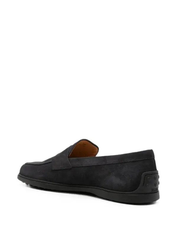 TOD'S Suede Leather Loafers With Penny Strap Detail - Multicolor