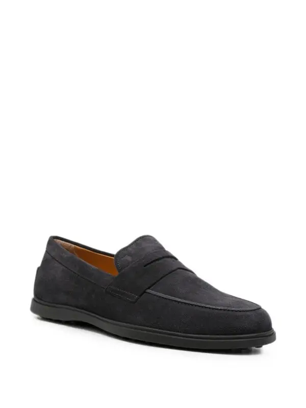 TOD'S Suede Leather Loafers With Penny Strap Detail - Multicolor